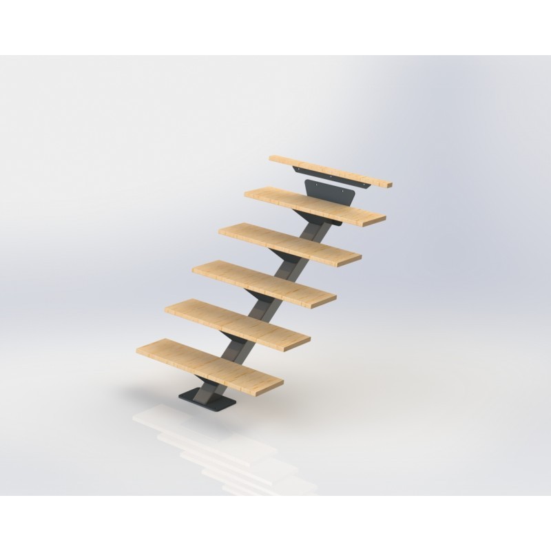 Escalier à limon central mixte acier et bois - droit