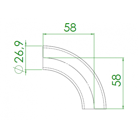 Coude 5D / 90° noir - Ø26,9 mm - Épaisseur 2,3